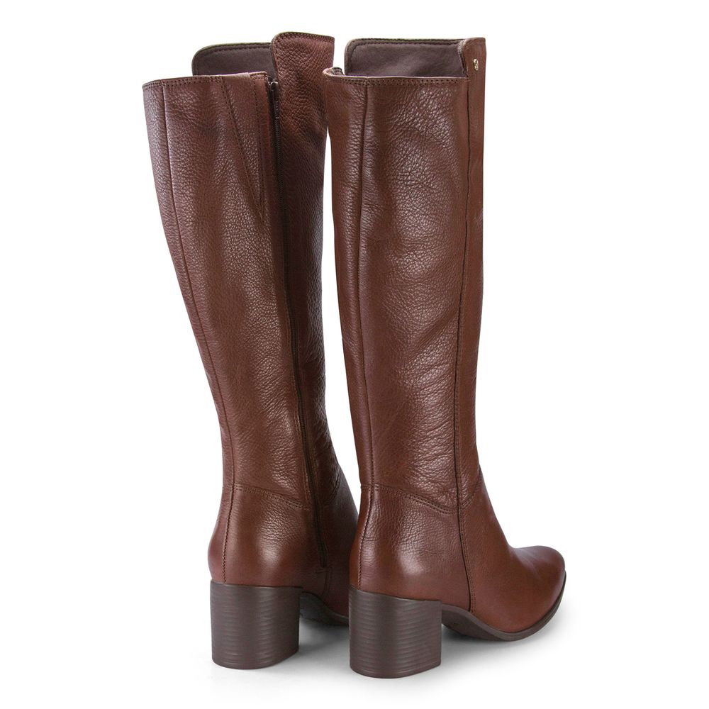 Bota Cano Longo Couro Burnish Wood - Bottero