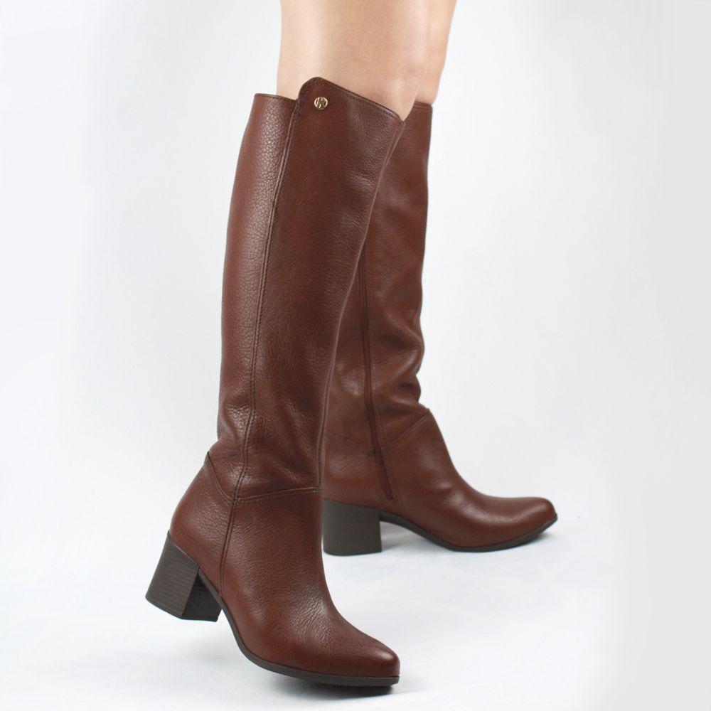 Bota Cano Longo Couro Burnish Wood - Bottero