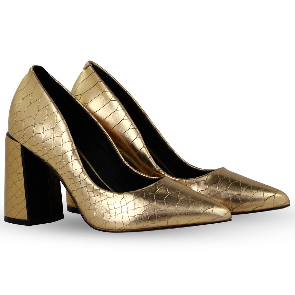 Sapato Scarpin Couro Ouro - Bottero