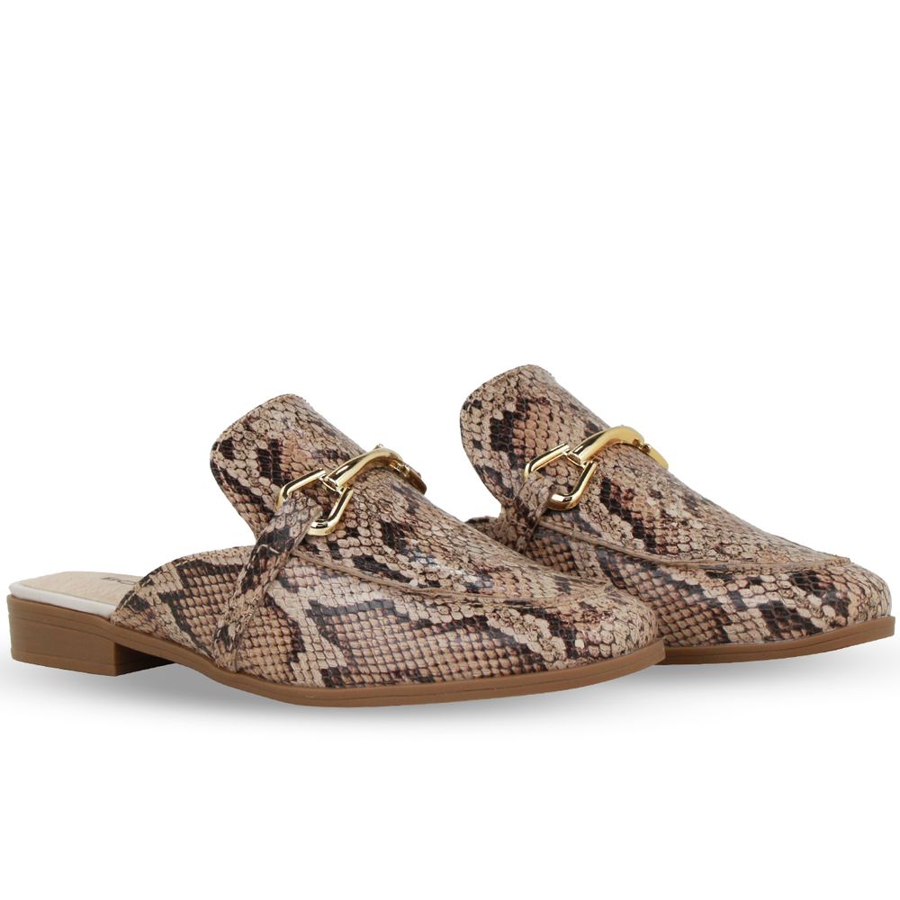 Sapato Mule Couro Snake Natural - Bottero