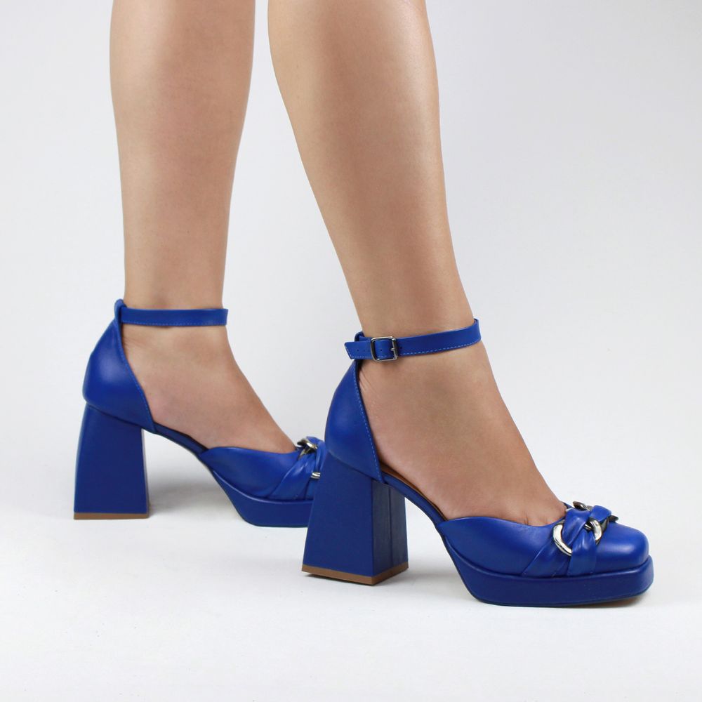 Sapato Luna Couro Atanado Napoli Azul Klein - Bottero