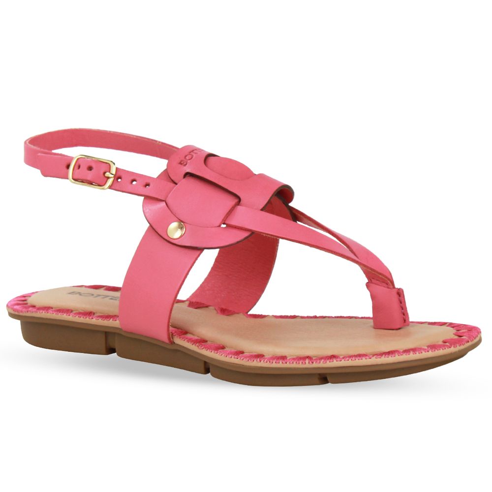 Sandália Rasteira Couro Atanado Napoli Rosa Chá - Bottero