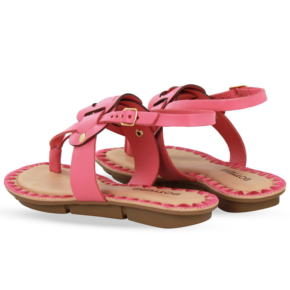 Sandália Rasteira Couro Atanado Napoli Rosa Chá - Bottero